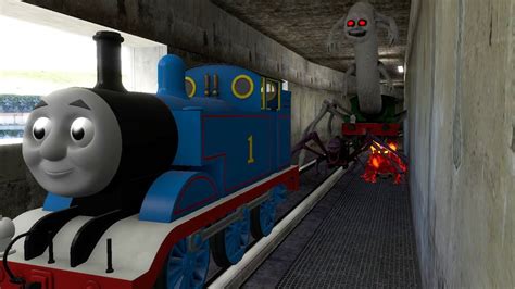 Building A Thomas Train Chased By Cursed Percy And Cursed Train Toby In