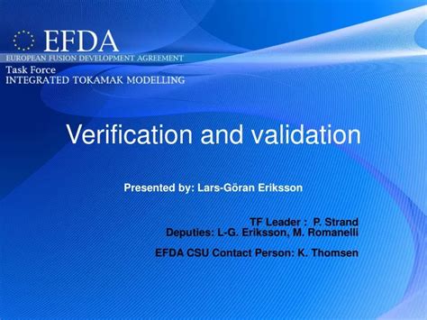 PPT Quality Assurance In Fusion Modelling V V For ITM TF PowerPoint