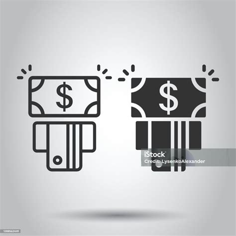 플랫 스타일의 돈 Atm 아이콘 흰색 격리 된 배경에 현금 벡터 그림을 교환합니다 은행권 청구서 비즈니스 개념 가방에 대한 스톡