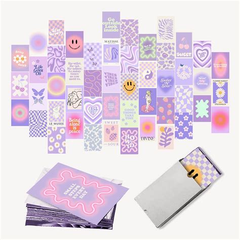 50 Pcs Purple Wall Collage Kit Aesthetic Collage Physical Etsy