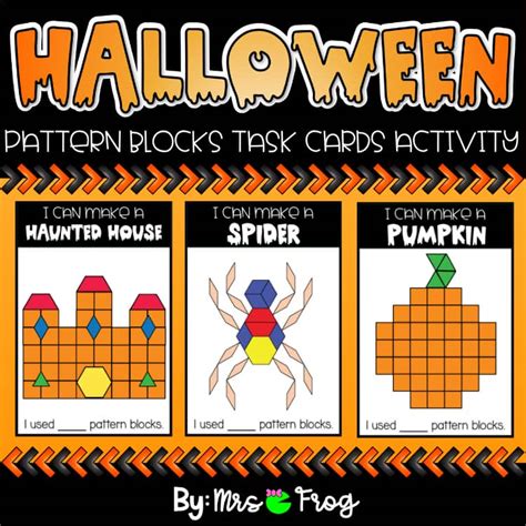 Halloween Pattern Blocks Math Task Cards By Mrs Frog Tpt