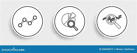 Set Line Search Data Analysis Graph Chart Infographic And Icon Vector