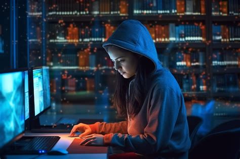 Premium Ai Image Datalit Room A Figure In A Symboladorned Hoodie