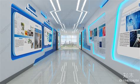 现代学校走廊3d模型下载【id1143524250】知末3d模型网