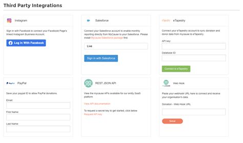 connecting your database through integrations and webhooks mycause