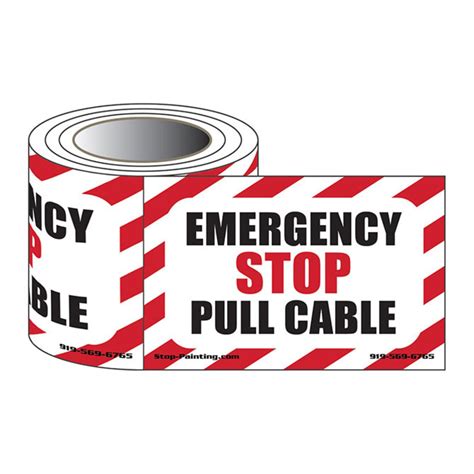 Stop Pull Cable Safety Labels Roll Of 100 Stop