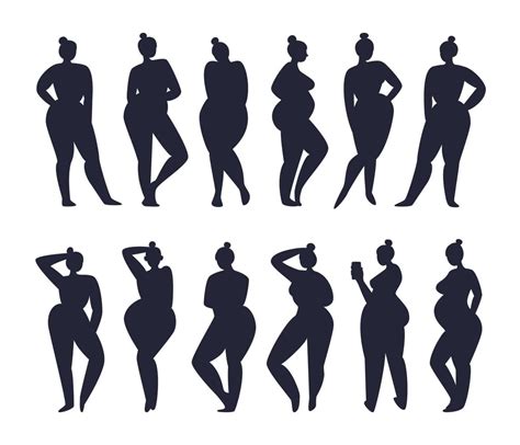 colección de siluetas negras de mujeres desnudas en varias poses con