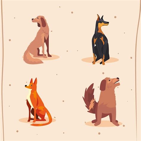 Grupo De Perros Mascotas Vector Premium