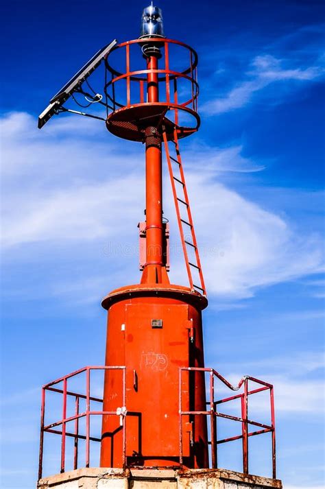 A Red Tower With A Solar Panel On Top Stock Image Image Of Solar