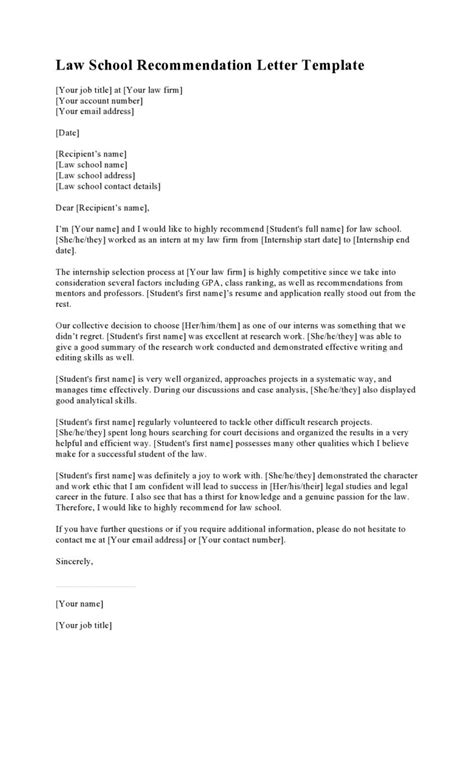 40 Law School Letter Of Recommendation Samples [best Only]