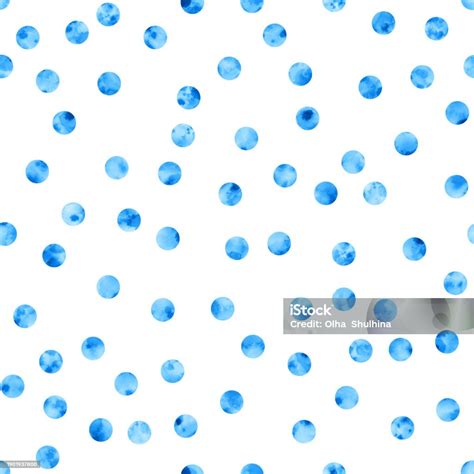 青い水玉模様のシームレスな水彩画パターン手描きの無限の背景シンプルな背景にテクスチャサークル布地や壁紙に いたずら書きのベクターアート素材