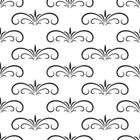Seamless Pattern With Retro Ornamental Monochrome Decorative Scrolls