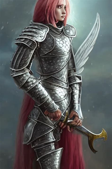Female Knight Dnd Dandd Skintight Silver Armor Stable Diffusion