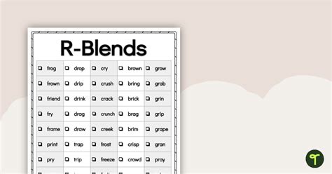 Medial R Blends Word List