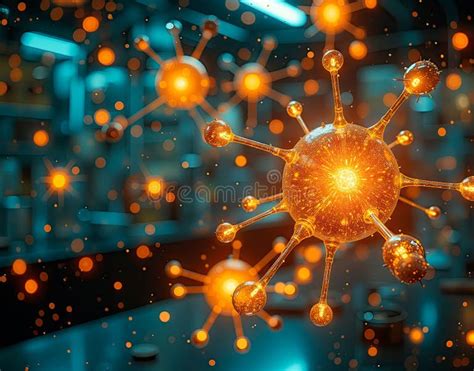 A Highly Detailed Close Up Of Molecular Structures With Glowing Atomic