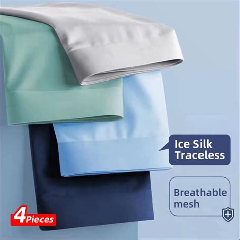 4 Stk Menn Ice Silk Boxershorts Kul Ventilert Mote Fitness Sport
