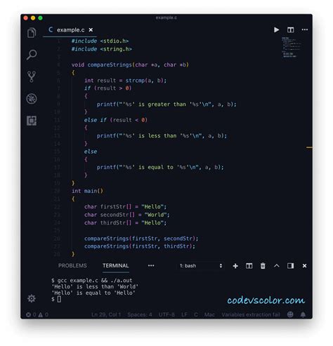 C Program To Compare Two Strings Using Strcmp Codevscolor