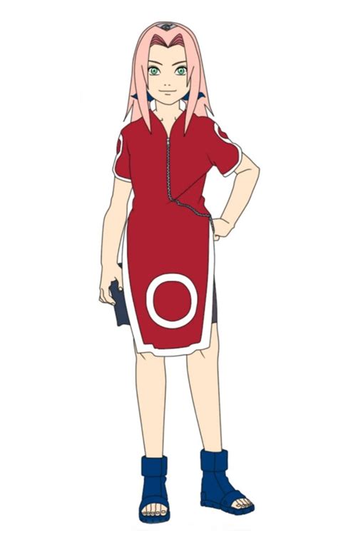 An Anime Character Wearing A Red Dress And Blue Shoes With Her Hands On