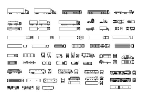 Freight Transportation Trucks Multiple Cad Blocks Details Dwg File