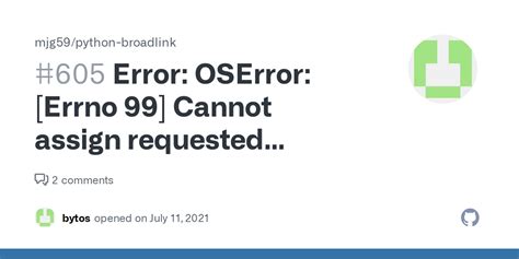 Error Oserror Errno 99 Cannot Assign Requested Address · Issue 605 · Mjg59python Broadlink