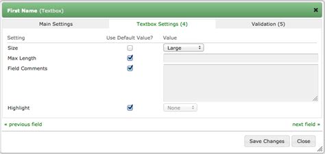 Textboxes Edit Dialog Tab 2