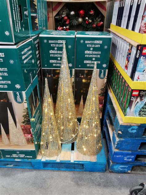Glitter String Led Cone Trees Set Of 3 Costcochaser