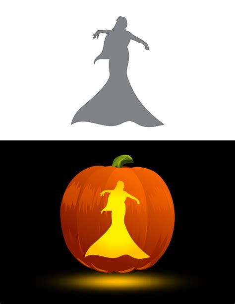 Printable Dancing Bride Pumpkin Stencil