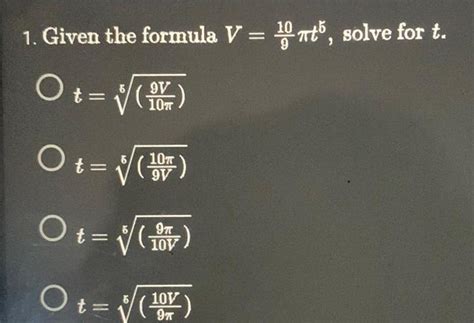 Answered 1 Given The Formula V 105 Solve For T 0 T Df 10t Ot 10 Ot Ot
