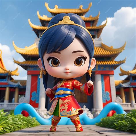 Premium Photo Full Body Chibi Thai Goddess Of Lightning 3d Modelcrystal Ball On Left