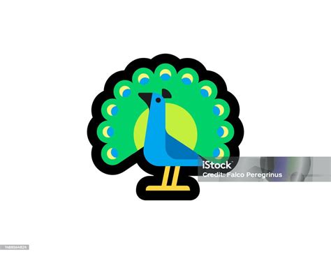Icône Vectorielle Paon Sur Fond Blanc Illustration Demoji Paon
