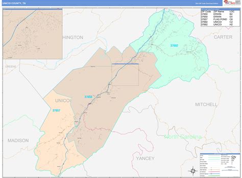 Unicoi County Tn Wall Map Color Cast Style By Marketmaps Mapsales
