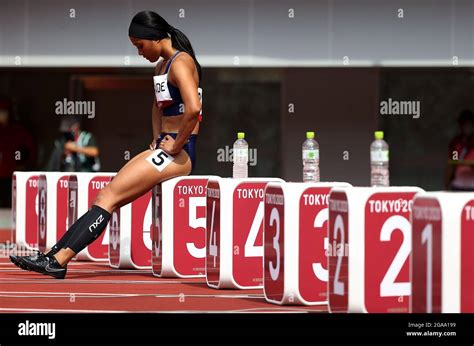 Tokyo Japan 30th July 2021 Regine Tugade Watson Of Guam Attends The Womens 100m Preliminary