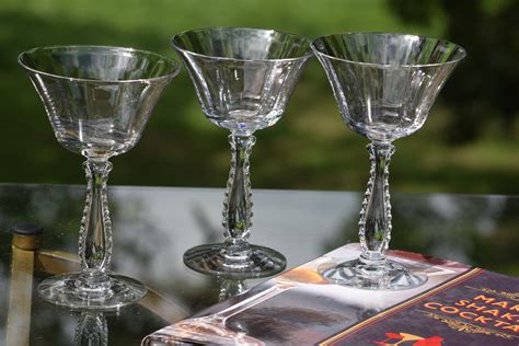 Vintage Crystal Cocktail Martini Glasses Set Of 4 Fostoria Silver