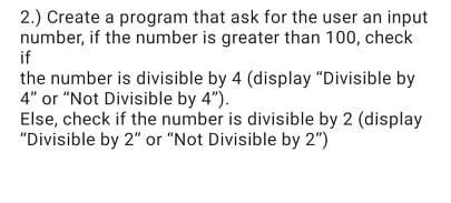 Solved 1 Create A Program That Will Asks 3 Input Numbers Chegg Com