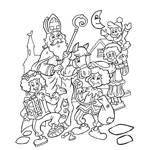 Sinterklaas Met Kinderen Kleurplaat Kinderen Kleurplaat