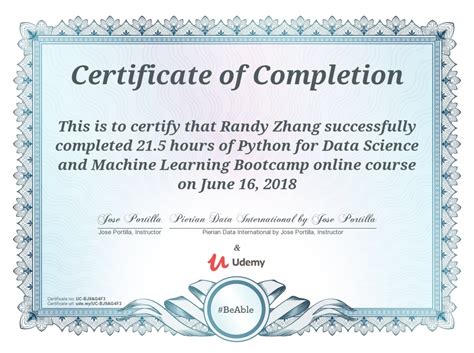 Randy Zhang On Linkedin Completion Certificate For Python For Data