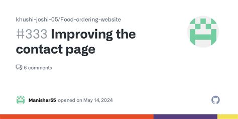 Improving The Contact Page Issue Khushi Joshi Food Ordering Website GitHub