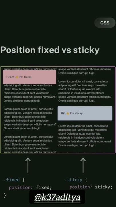 Css Position👨‍💻sticky Vs Fixed Positiin Fixed Sticky Ai Python