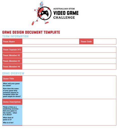 Game Design Document Templates Free Printable Word PDF Formats
