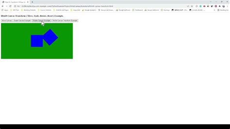 Html5 Transform Canvas Move Scale Rotate Reset Examples Youtube