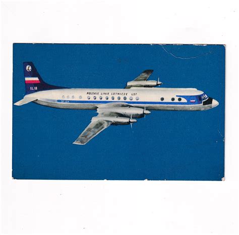 SAMOLOT PLL LOT AURLINER ILYUSHIN 18 POCZTÓWKA A8428 Widokówki