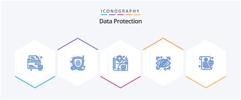 Data Protection 25 Blue Icon Pack Including Privacy Surveillance