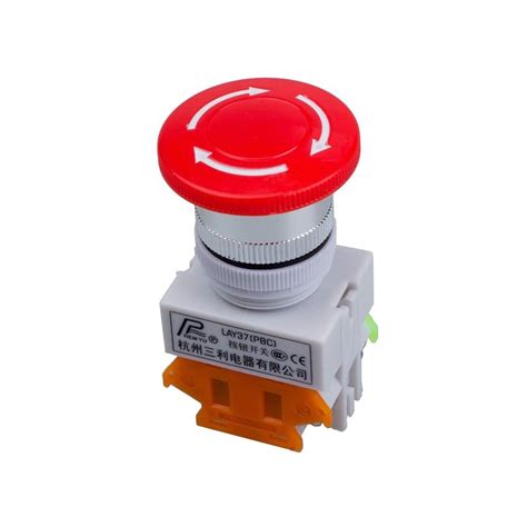 Red Mushroom Cap Lay37 11zs 1no 1nc Dpst Emergency Stop Push Button Switch Ac 660v 10a