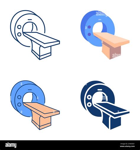 Mri Scanner Machine Icon Set In Flat And Line Style Magnetic Resonance