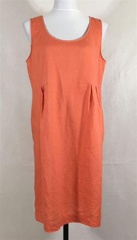 J Jill Linen Tank Sun Dress Womans Medium Coral Orange Sleeveless