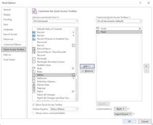 Options Dialog Box To Show Hide Quick Access Toolbar Word Excel Powerpoint Avantix Learning