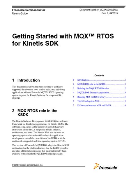 Mqx Rtos For Kinetis Sdk Getting Started Pdf Library Computing