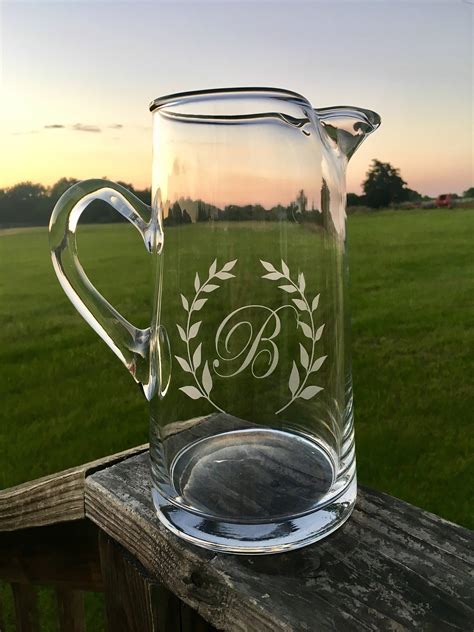 Etched Sweet Tea Glass Pitcher Drink Rustic Unsweet Tea