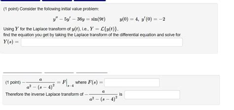 Solved 1 Point Consider The Following Initial Value Chegg