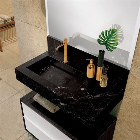 Bancada em Porcelanato para Banheiro 80cm Pró Cuba Esculpida